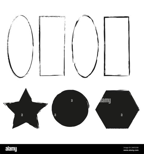 Brush Figures Of Different Shapes Black And White Frames Edge Frame