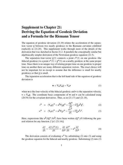 Deriving The Equation Of Geodesic Deviation Pdf Metric Geometry