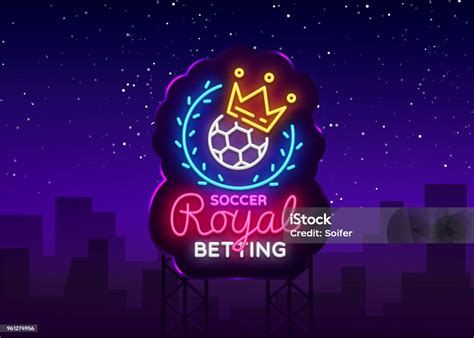베팅 축구 네온 사인 로고 네온 스타일 로얄 개념 라이트 배너 밝은 밤 내기 스포츠 광고 디자인 요소 도박 카지노를 내기 하는 축구 벡터입니다 빌보드 가능성에 대한 스톡