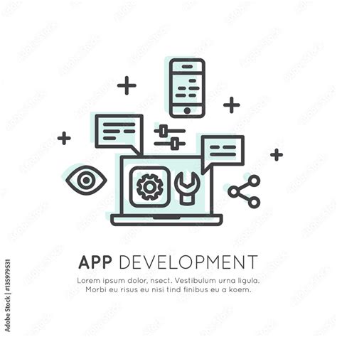 Vector Icon Style Illustration Of Application Development Process