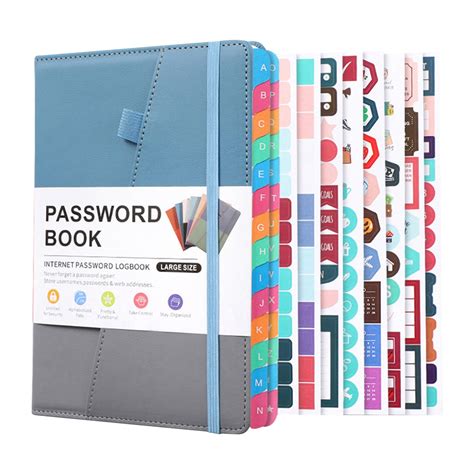 Aonity A5 Blue And Gray Password Book With Alphabet Labels， Password
