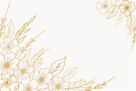 Elegant Golden Floral Background With Hand Drawn Flowers And Leaves