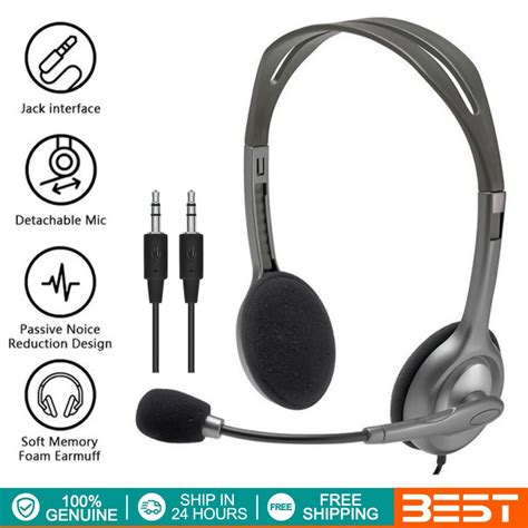 Logitech H111 Wired Plug Computer Headset Noise Cancelling Headphone With Mic 3 5mm Shopee