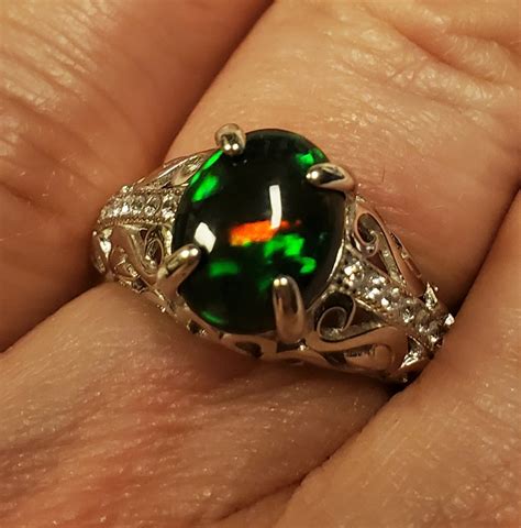 Real Black Opal Vintage Style Ring Must See Amazing Fire On Video
