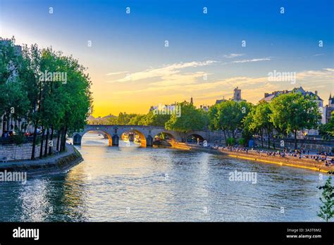 Paris Cityscape Of Historic City Center With Pont Marie Bridge Across
