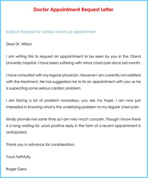 Sample Appointment Request Letter 10 Formats In Word And Pdf