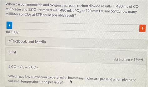 Solved When Carbon Monoxide And Oxygen Gas React Carbon