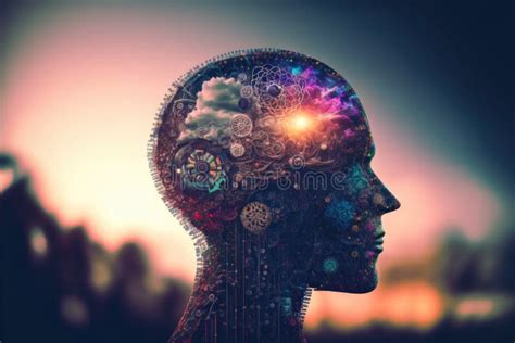 Human Head Made Of Cogs And Circuits Concept Image For Artifical