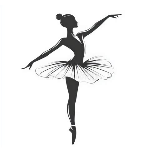 Simple Black And White Ballerina Drawing With Bold Outline Design Stock