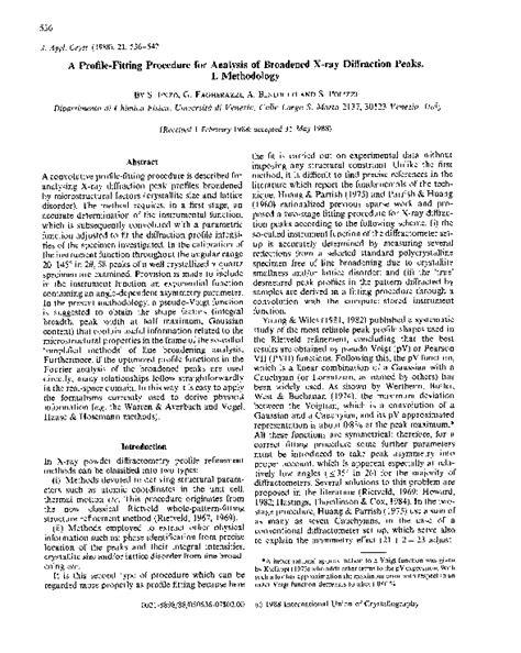 Pdf A Profile Fitting Procedure For Analysis Of Broadened X Ray Diffraction Peaks Ii