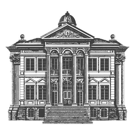 Grand Classical Building Facade Architectural Design Elegant Stone Structure Stock Vector