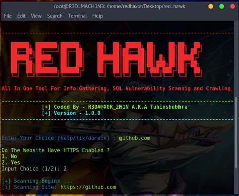 Red Hawk All In One Tool For Information Gathering Sql Vulnerability Scannig And Crawling