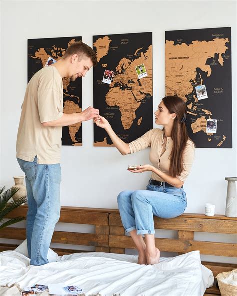 World Map Push Pin World Map Wall Art Wooden Travel Map Etsy