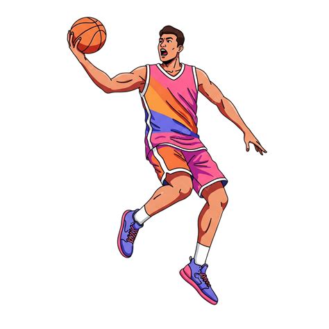 Colorful Cartoon Basketball Player Material Illustration Basketball