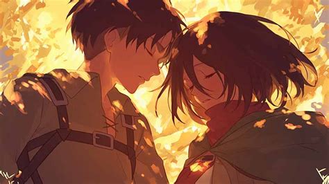 Free Attack On Titan Eren Mikasa Window Scene Wallpaper 4k