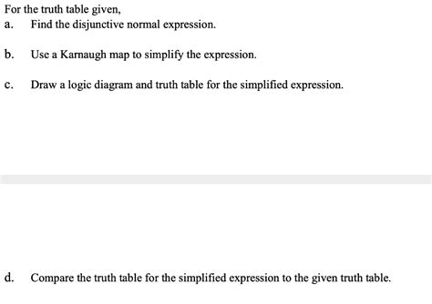 Solved For The Truth Table Given A Find The Disjunctive