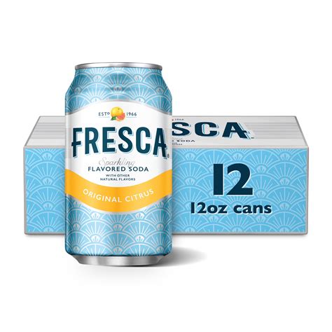 Tree Nut Free Fresca Original Citrus Soda Sparkling Flavored Soda Pop Soft Drink Zero Calorie