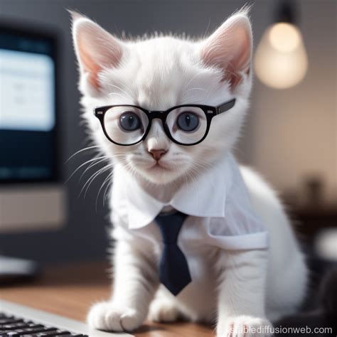 Generate A Funny And Cute Smiling Kitten Who Is Software Developer With