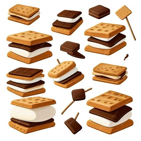 Smores Vector Set White Background Isolated Premium Ai Generated Vector
