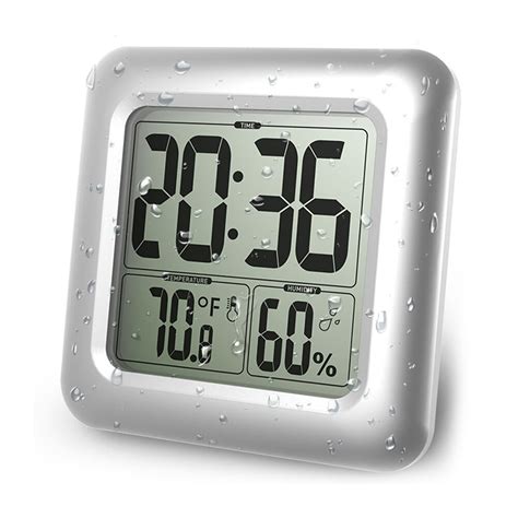 Lcd Digital Wall Clock Waterproof Temperature Humi Vicedeal