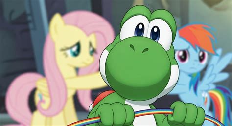 Yoshi Fluttershy And Rainbow Dash Team Up By Tailsprower72 On Deviantart