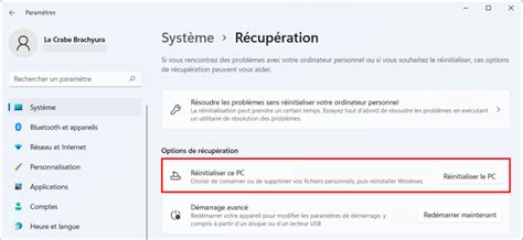 Réinitialiser Un Pc Windows 11 à Létat Dusine Le Crabe Info