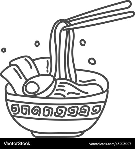 Ramen Noodle Hand Draw Suitable For Restaurant Vector Image
