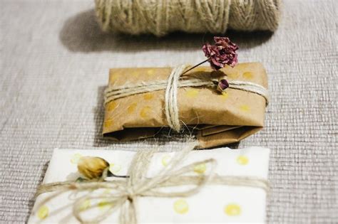 Premium Photo Simple Eco Wrap Packaging T In Craft Paper Rustic Presents