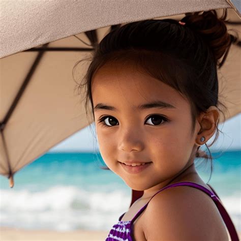 Premium Ai Image Girl On Beach With Umbrella
