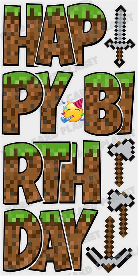Pin By Adriana Mendoza On Topper Minecraft Birthday Card Minecraft