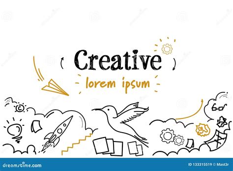 Creativity Inspiration Creative Development Concept Sketch Doodle Horizontal Isolated Copy Space