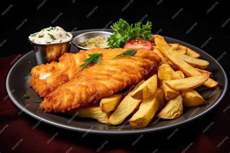 Premium Ai Image Crispy Breaded Pollock With Potatoes Delicious Fried Seafood Closeup