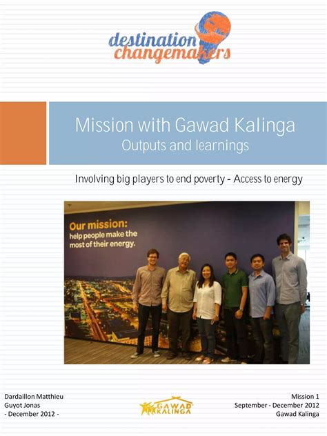 Mission With Gawad Kalinga Outputs And Learnings Pdf