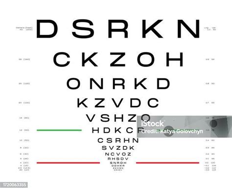 Logmar Chart Eye Test Chart Medical Illustration Line Vector Sketch Style Outline Isolated On