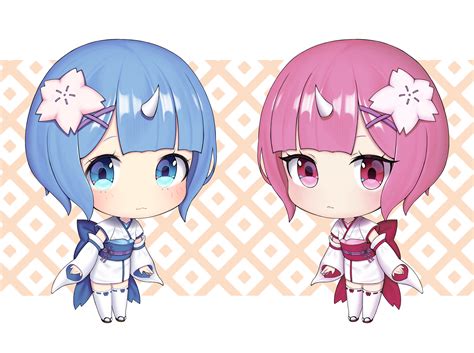 Yuri Chocho Q Re Zero Kara Hajimeru Isekai Seikatsu Ram Re Zero Rem Re Zero Chibi Horns