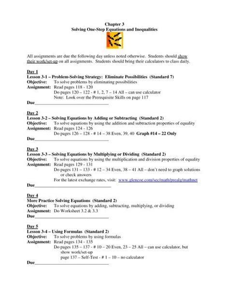 Chapter 3 Solving One Step Equations And Inequalities All