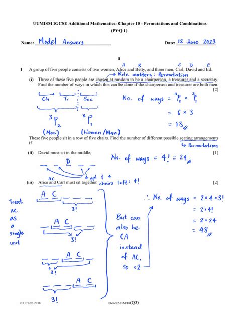 igcse add maths permutations and combinations notes and model answers pdf