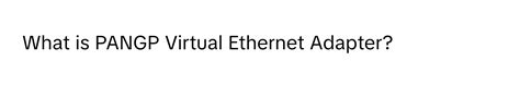 Solved What Is Pangp Virtual Ethernet Adapter [others]