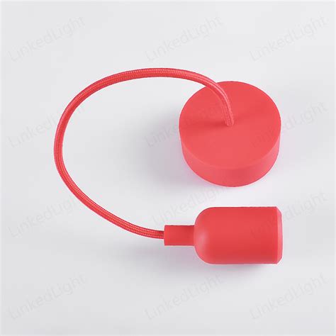 Red E27 Led Silicone Plastic Pendant Lamp With Fabric Cable Pendant Lamp And Plastic Lamp