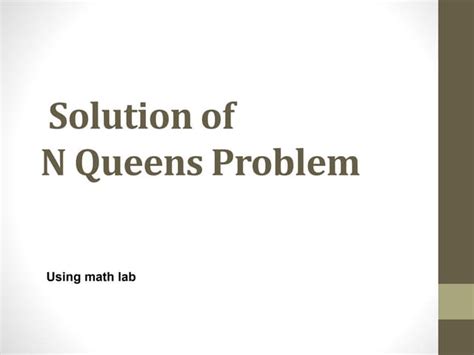 Solution Of N Queens Problem Genetic Algorithm Pptx