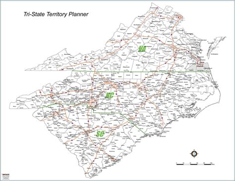 North And South Carolina County Map Detailed Analysis Of Georgia And