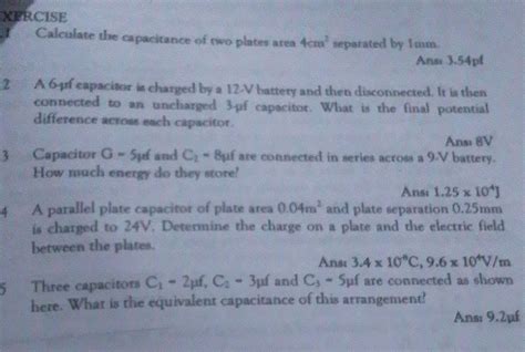 1 Calculate The Capacitance Of Two Plates Studyx