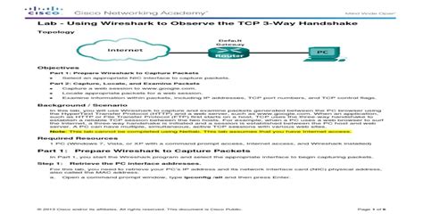 Pdf 7218 Lab Using Wireshark To Observe The Tcp 3 Way Handshake