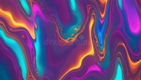 Abstract Digital Art Of A Fluid Swirly Pattern In Vibrant Colors Including Purple Blue Teal