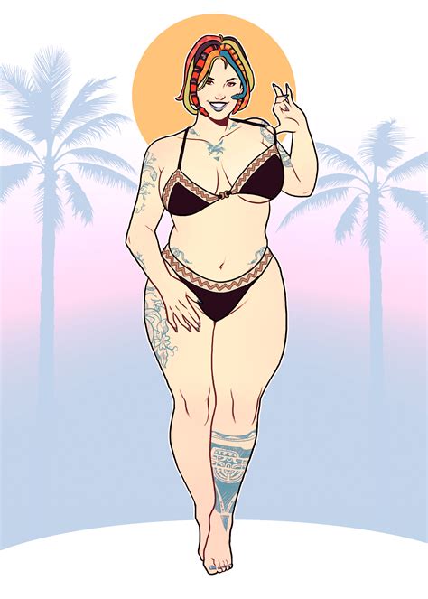 Rule 34 1girls Alexis Numitor Barefoot Bikini Breasts Gorgon Large Breasts Multicolored Hair