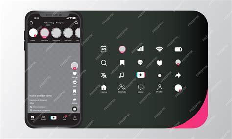 Premium Vector Tiktok App Interface Template Set With Smartphone