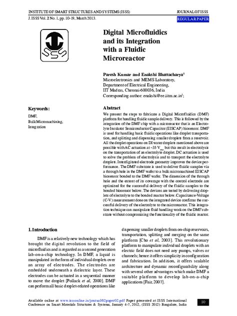 Pdf Digital Microfluidics And Its Integration With A Fluidic Microreactor