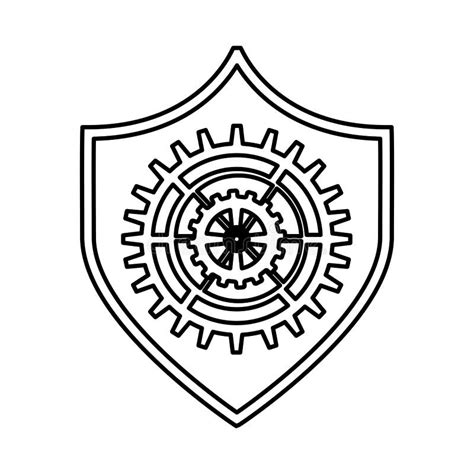 Shield Security With Gear Isolated Icon Stock Vector Illustration Of Mahine Cyber 86452597