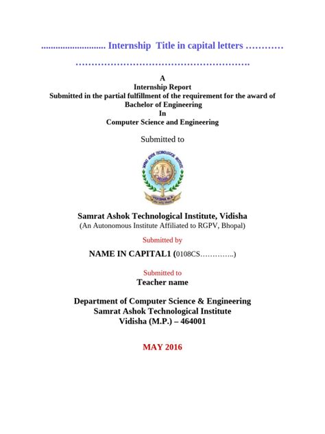 Internship Report In Computer Science Pdf