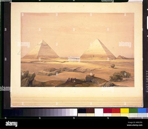 A Detailed Lithograph By David Roberts Depicting The Pyramids Of Giza